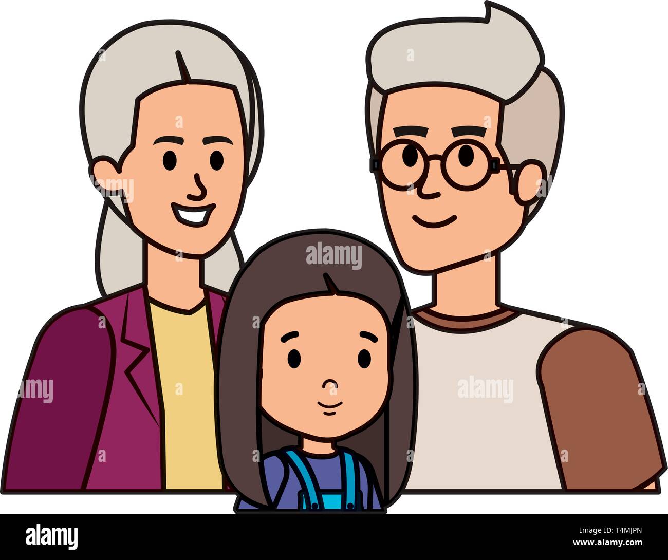 cute grand parents couple with grandaughter Stock Vector Image & Art ...