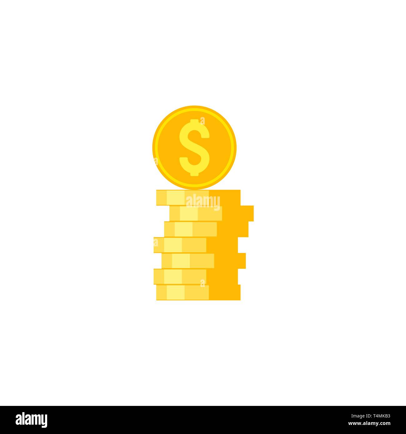 Coins Stack. Coins Stack with Dollar Sign Vector Flat Icon Isolated on ...