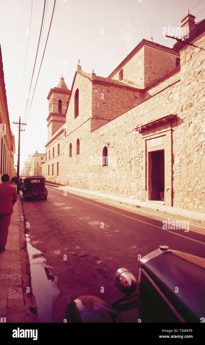 Side view of the Jesuit church with bell tower, cross-ship with saddle ...
