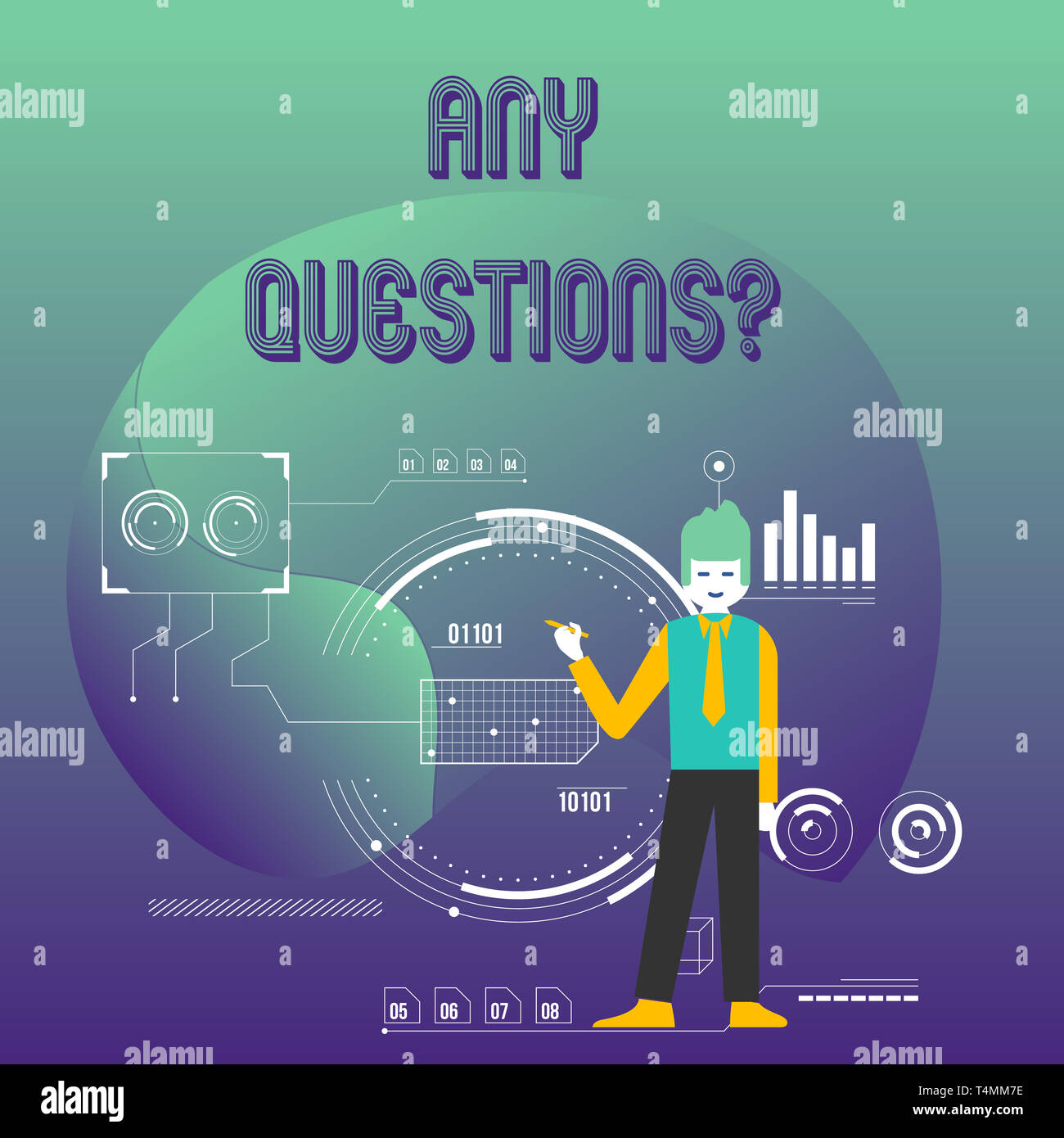 Writing note showing Any Questions Question. Business concept for you ...