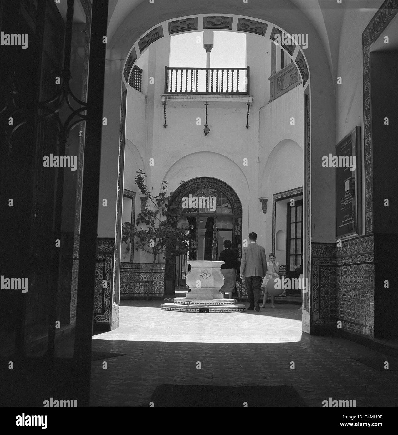 Eight- or hexagonal courtyard of a neocolonial building, probably one ...