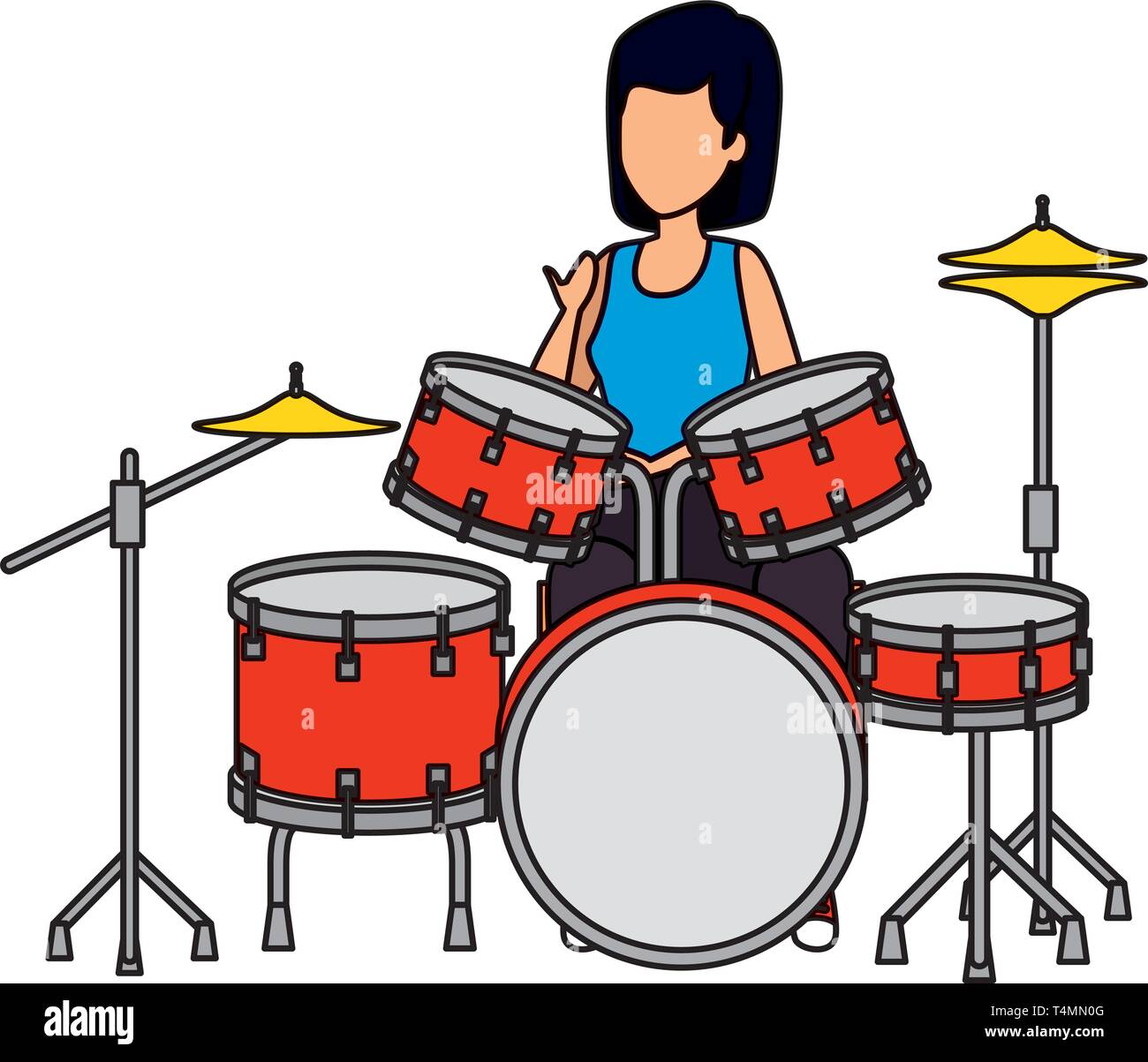 Playing drums girl Stock Vector Images - Alamy