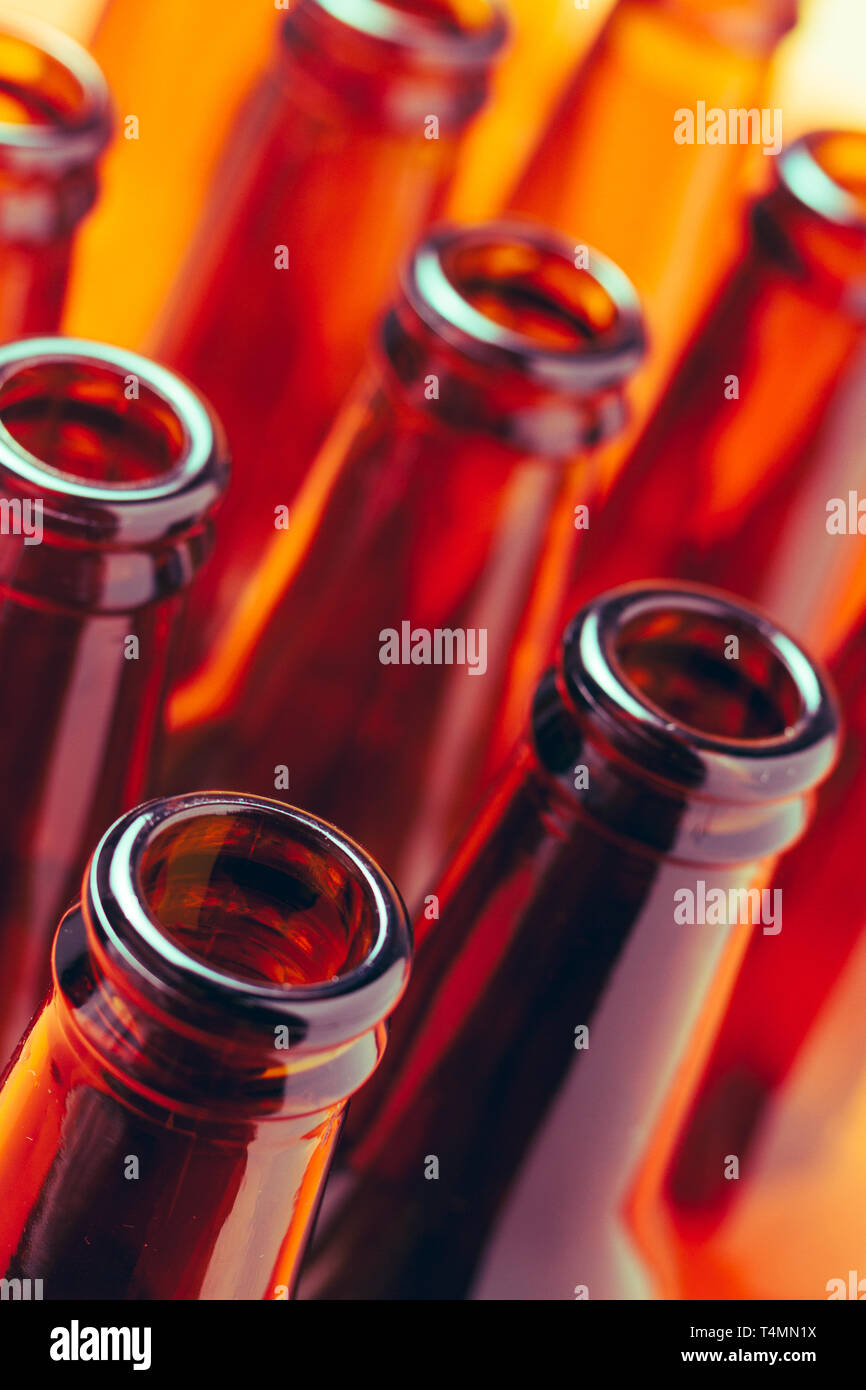 brown glass bottles for advertising still lifes Stock Photo - Alamy