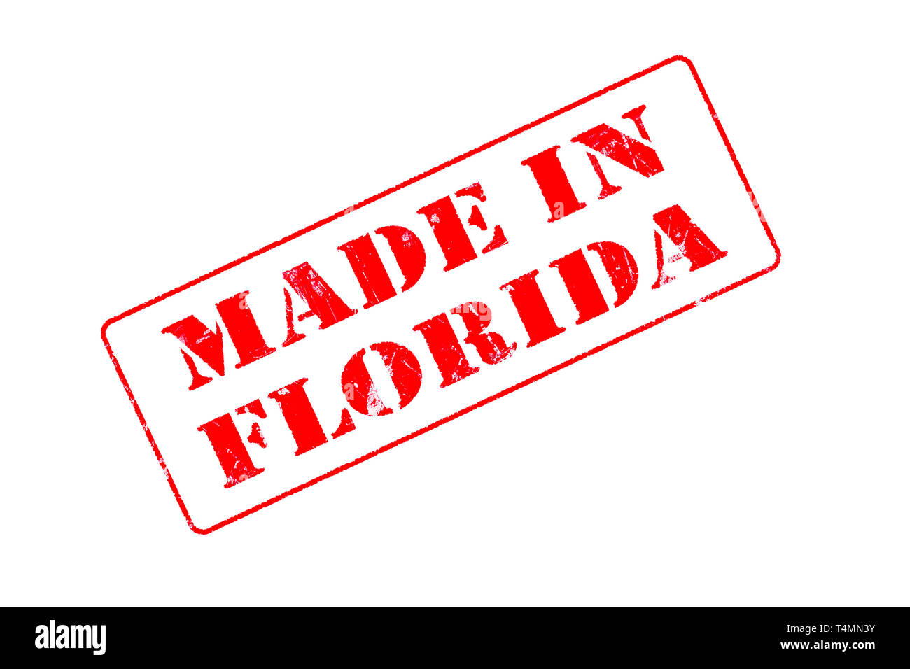 Rubber stamp concept showing a red stamp reading Made in Florida Stock ...