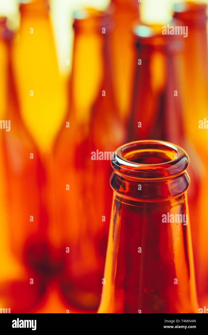 brown glass bottles for advertising still lifes Stock Photo - Alamy