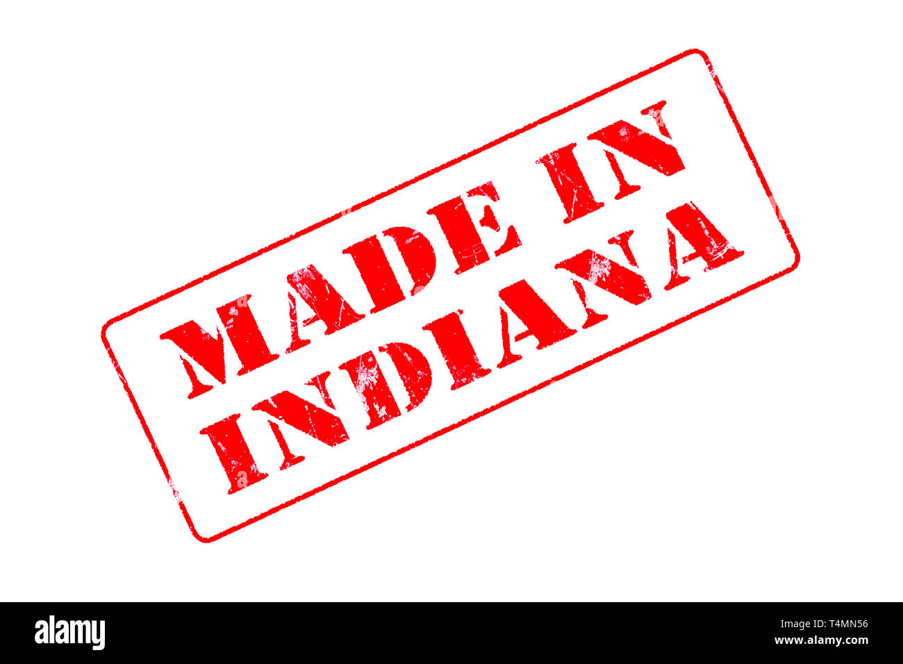 Rubber stamp concept showing a red stamp reading Made in Indiana Stock ...