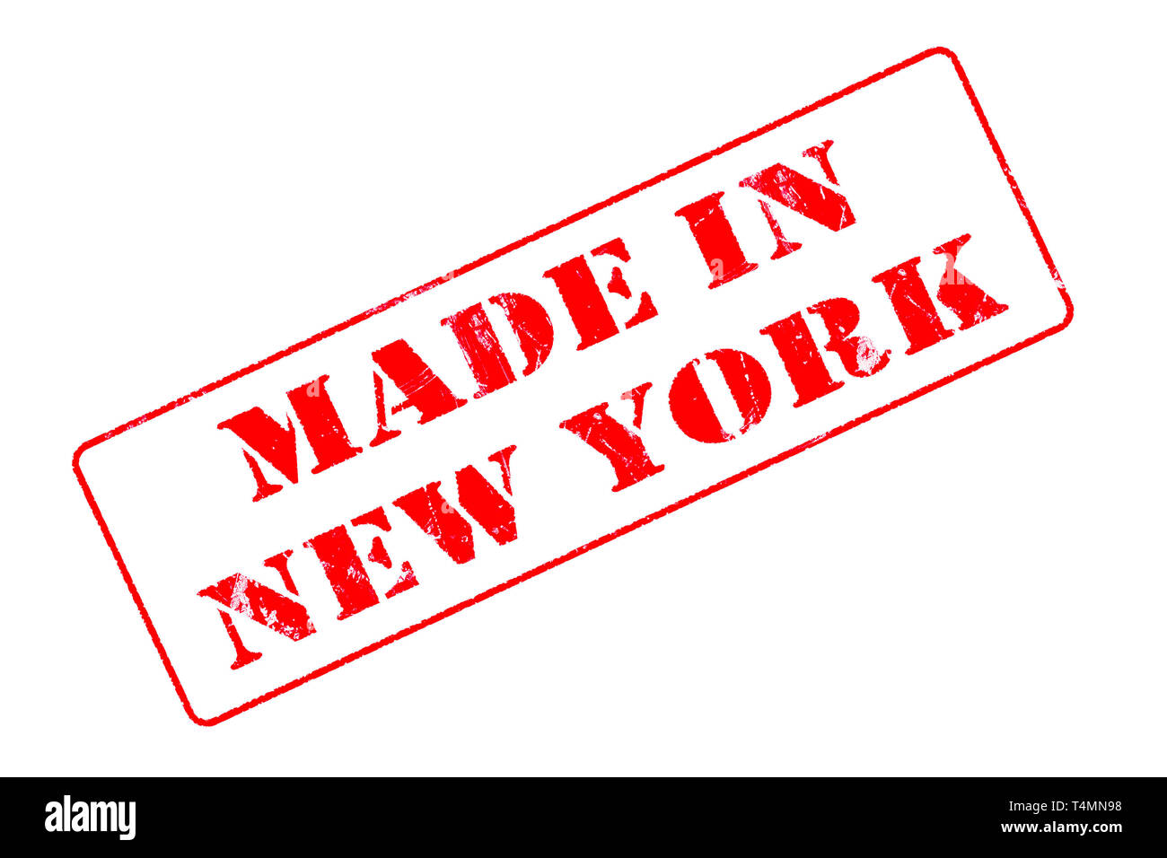 Rubber stamp concept showing a red stamp reading Made in New York Stock ...