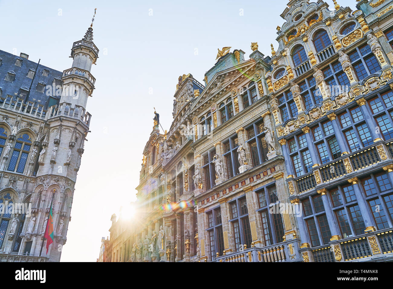 Old historical houses on the wesy side of Grand Place in Brussels ...