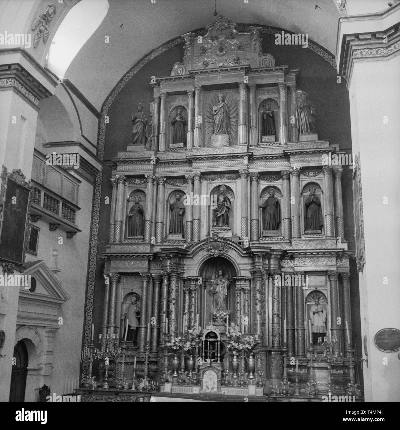 The gilded retable of the high altar, seen from the pulpit, Bogota ...