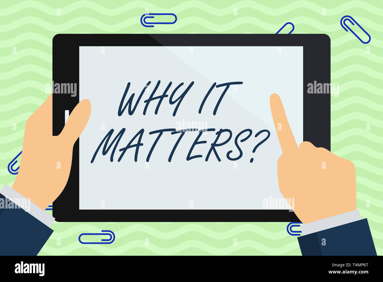 Writing note showing Why It Matters question. Business concept for ask ...