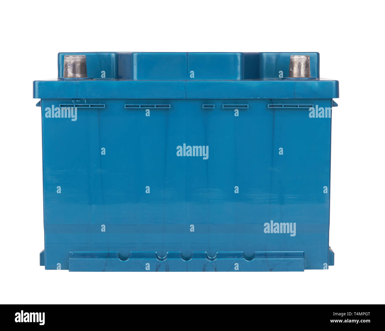 Generic blue car battery isolated on white background Stock Photo - Alamy