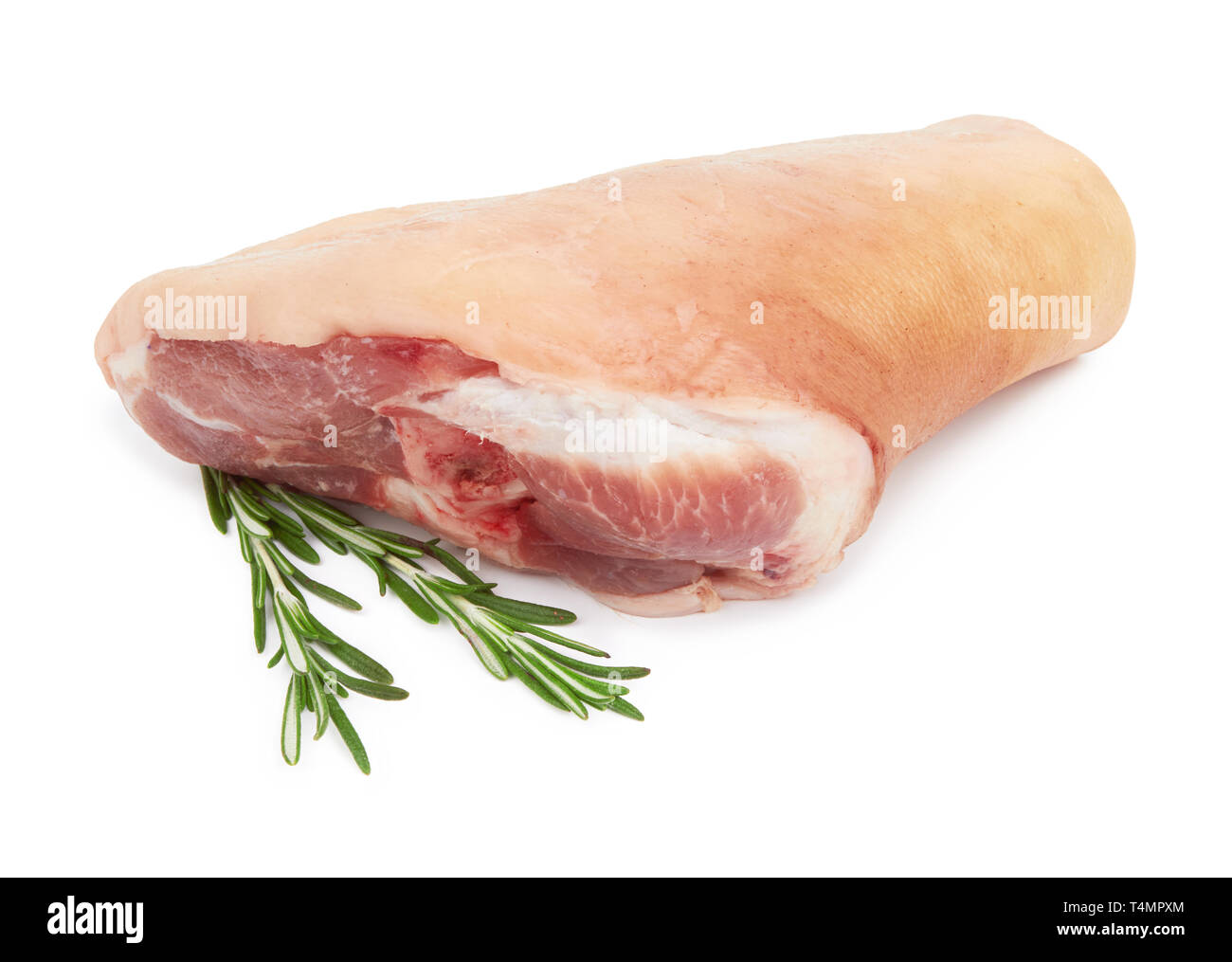 Fresh pork knuckle on a white background Stock Photo - Alamy