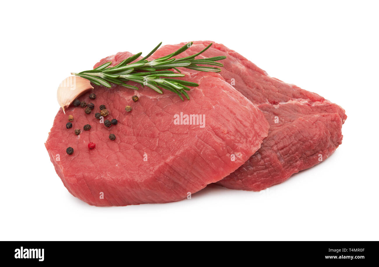 Fresh raw meat isolated on white background Stock Photo - Alamy