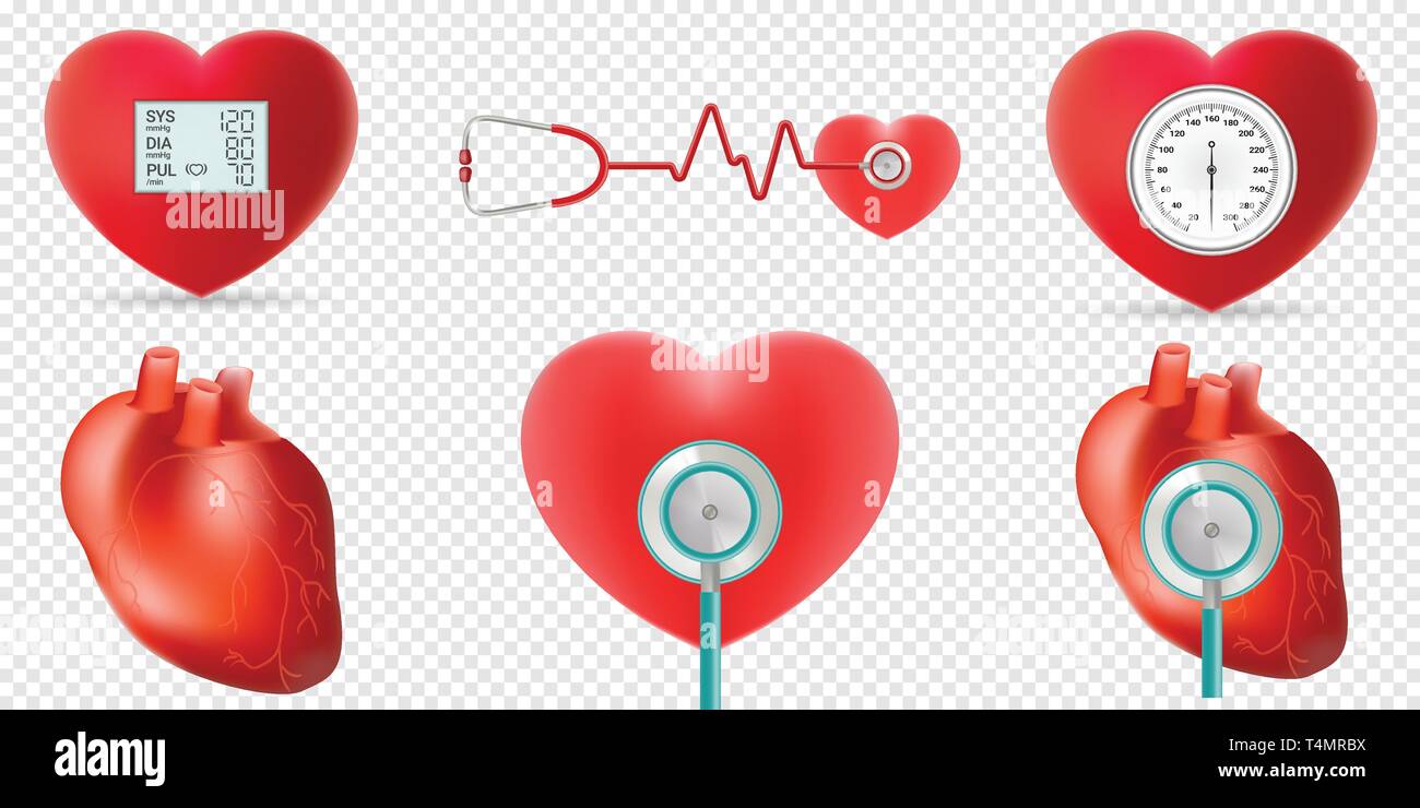 Heart and high blood pressure concept set. Vector illustration Stock ...