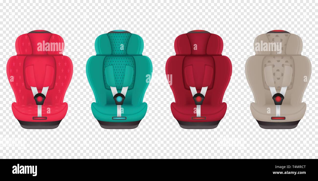 Modern set of car seat icons in colors. Editable collection. Vector ...