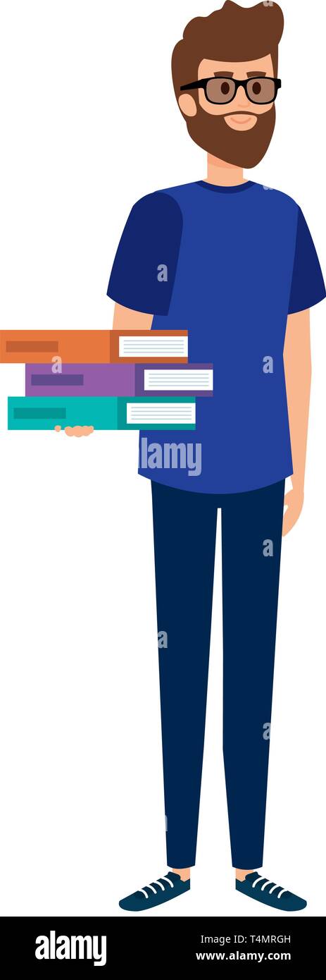 young teacher with books character Stock Vector Image & Art - Alamy