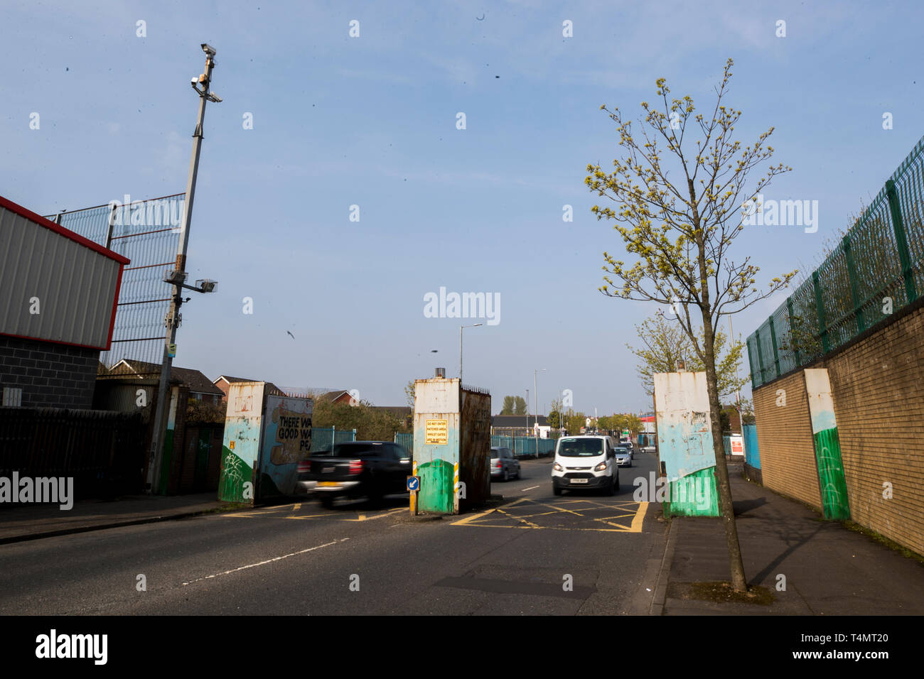 Lanark Way gates interface barriers which runs along the Peace Wall ...
