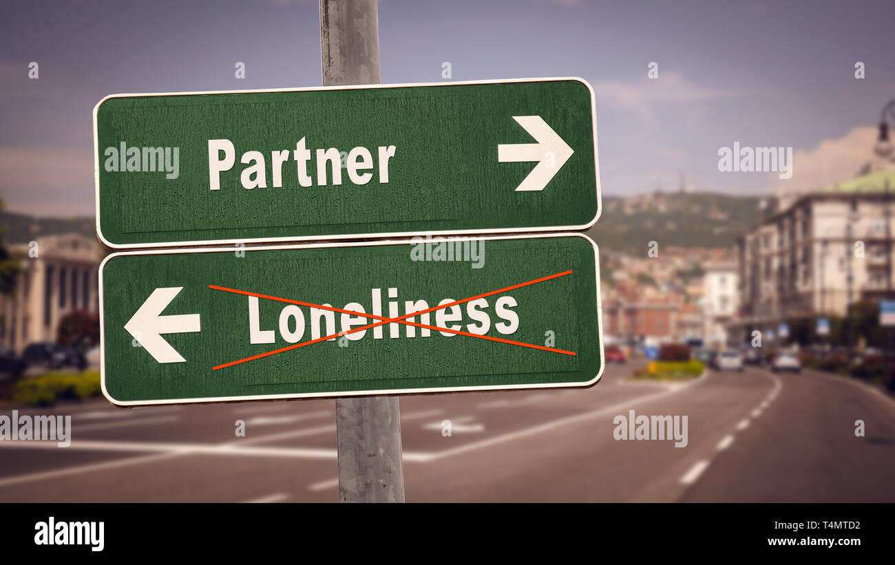 Street Sign Partner versus Loneliness Stock Photo - Alamy