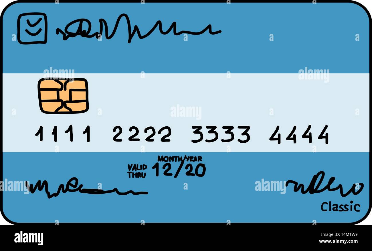 Simple credit card. Colored sketch on white background Stock Vector ...