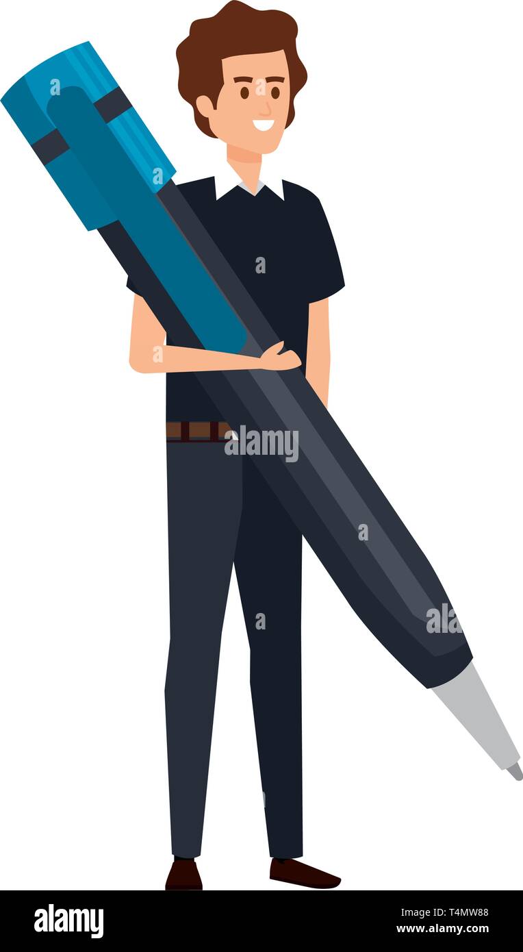 Male avatar with pen Stock Vector Images - Alamy