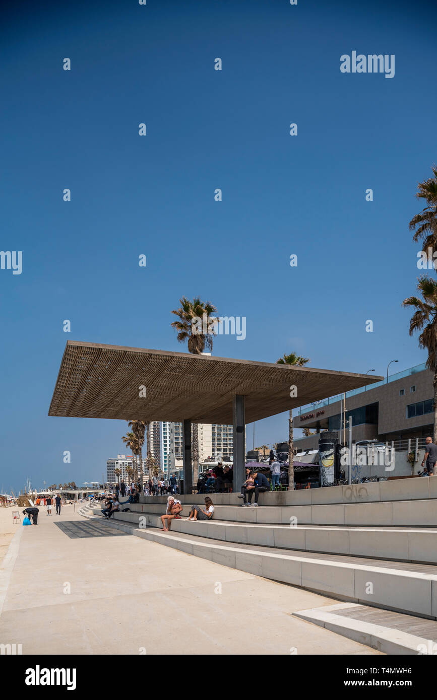 Israel, Tel Aviv-Yafo - 22 March 2019: The new Tayelet - Central Beach ...