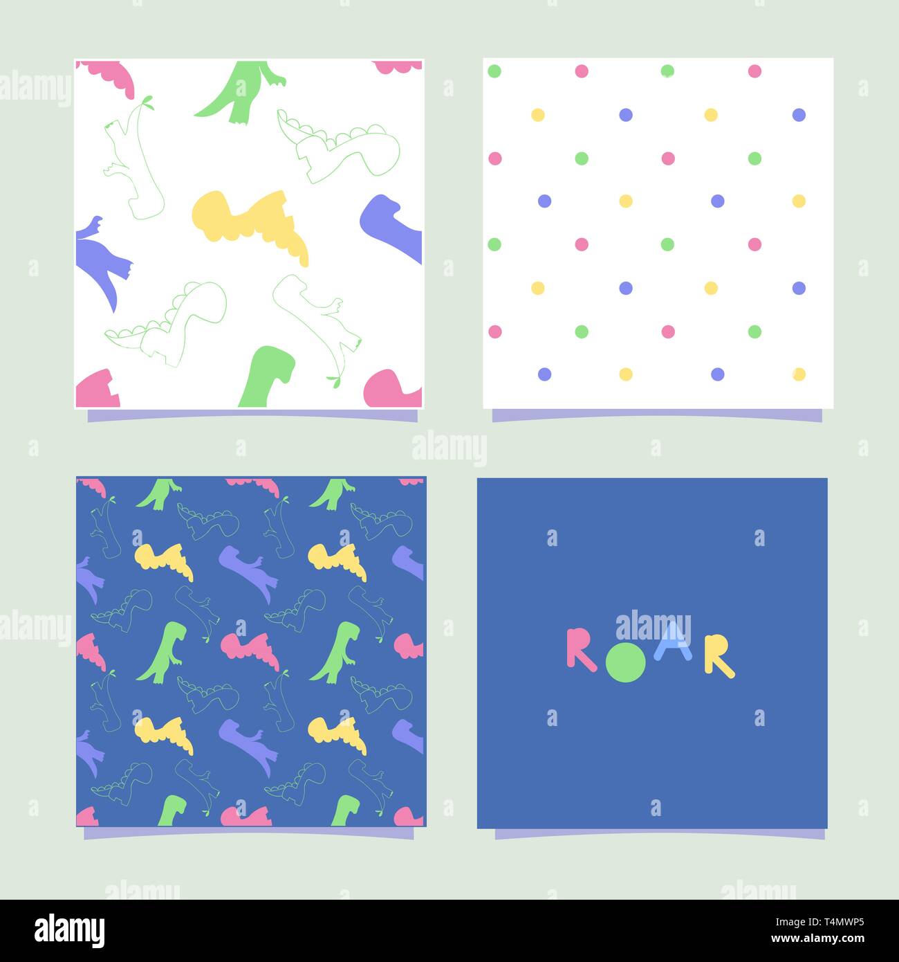 Dino pattern. Seamless tile with dinosaurs and polka. Dino print card ...