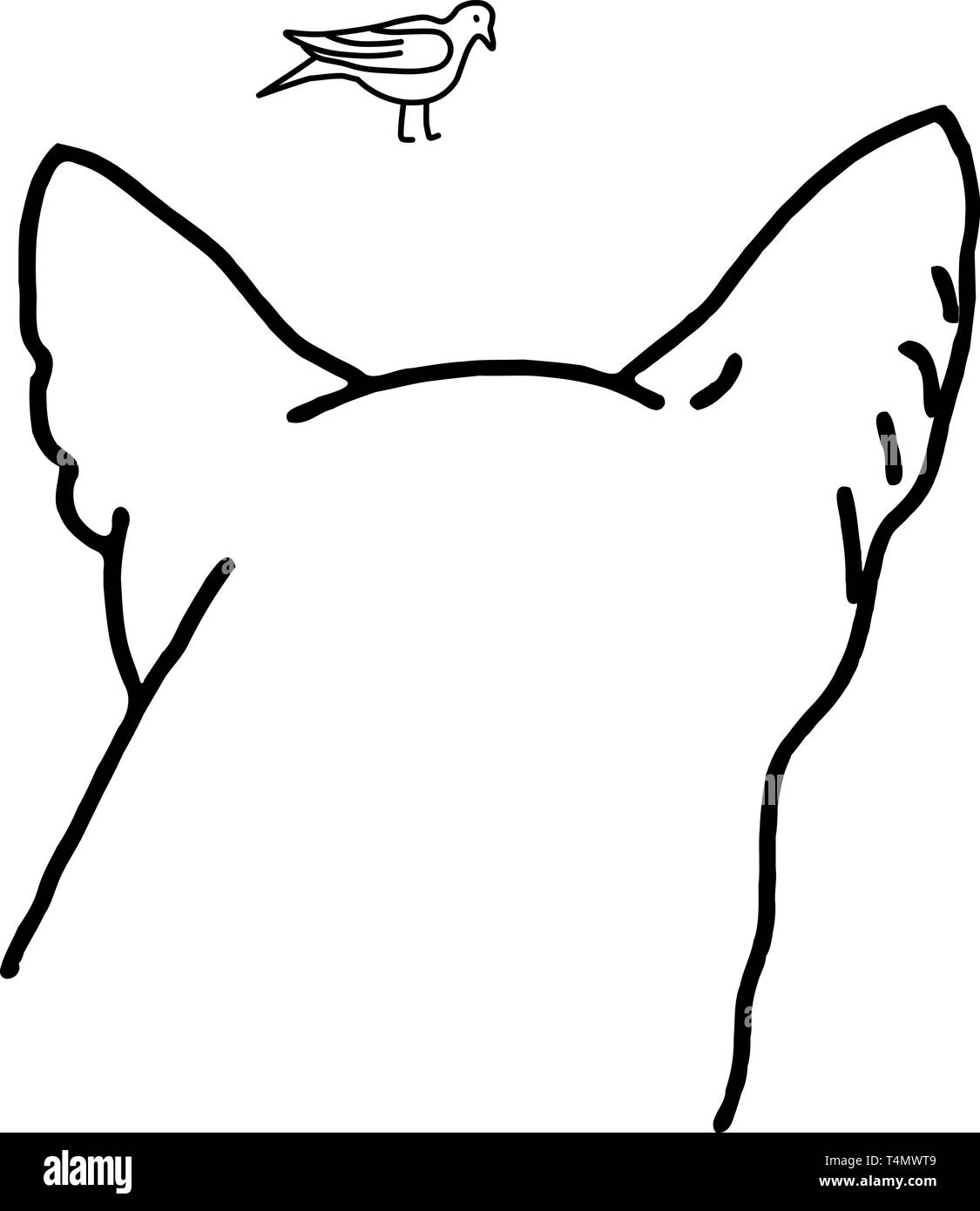 Cat and Bird. Vector line illustration Stock Vector Image & Art - Alamy
