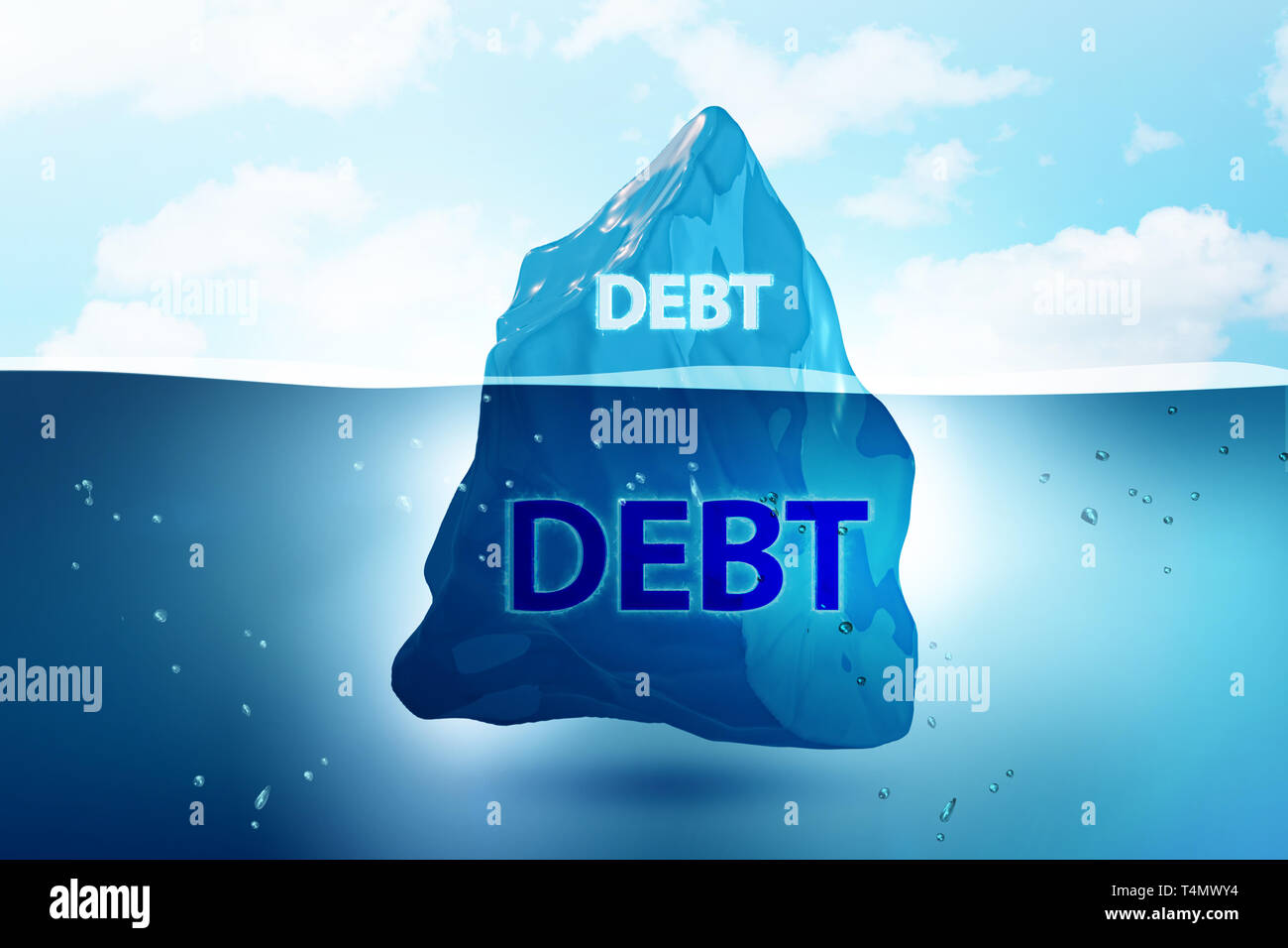 Debt and loan concept with iceberg - 3d rendering Stock Photo - Alamy
