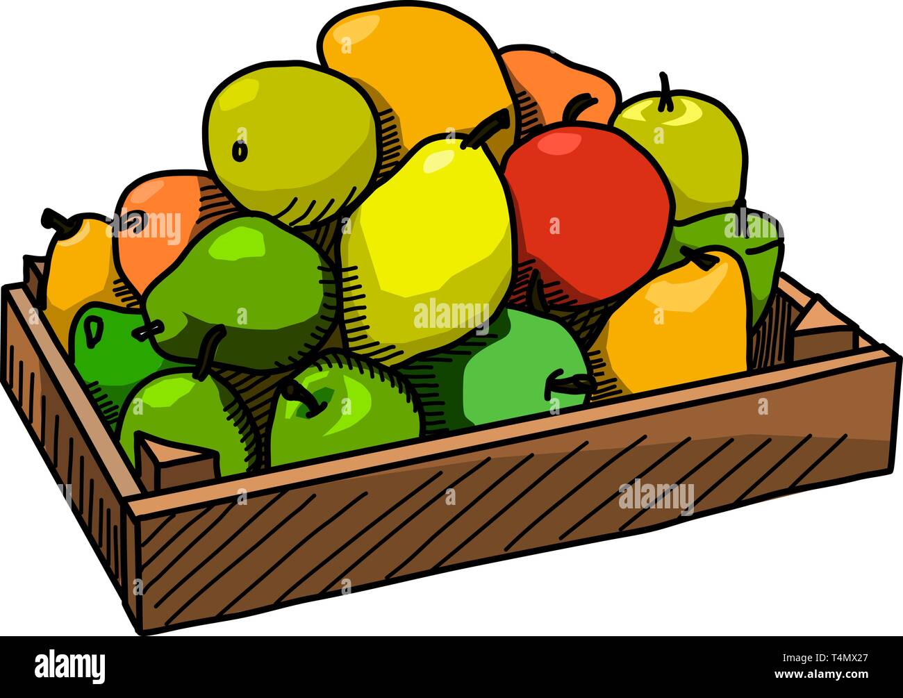 Fruits in the wooden box. Vector illustration Stock Vector Image & Art ...