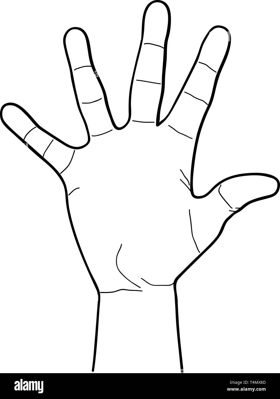 Hand in monochrome style isolated on white background. Part of body ...