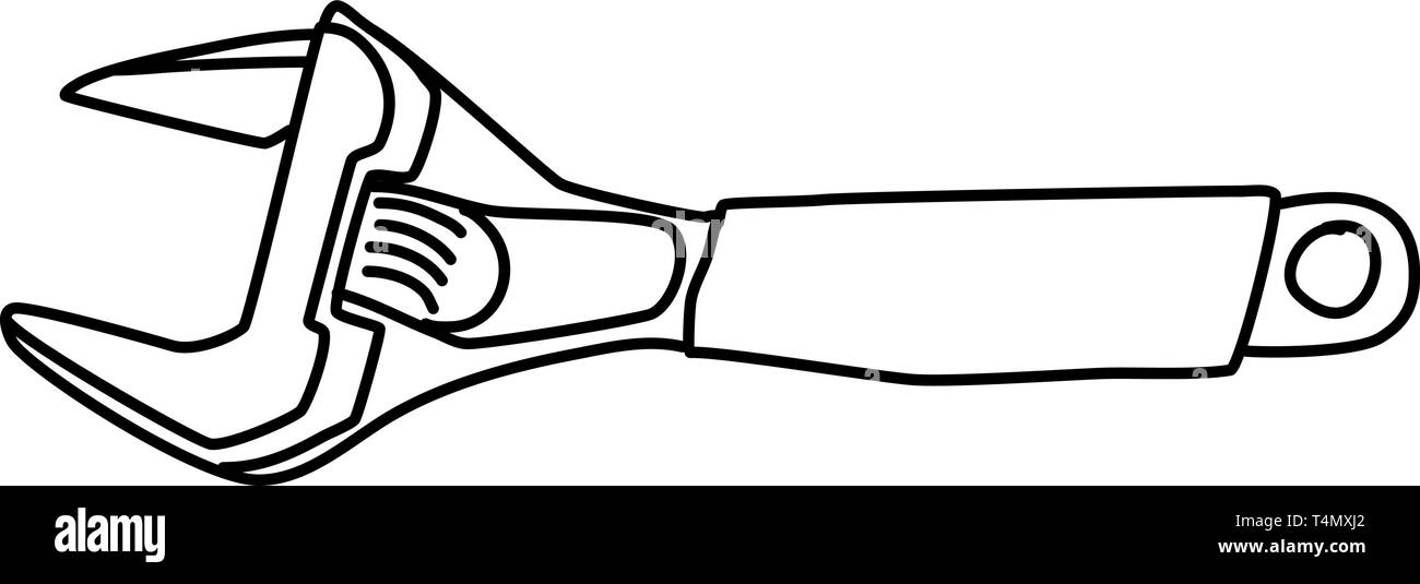 Adjustable wrench. Vector line illustration Stock Vector Image & Art ...