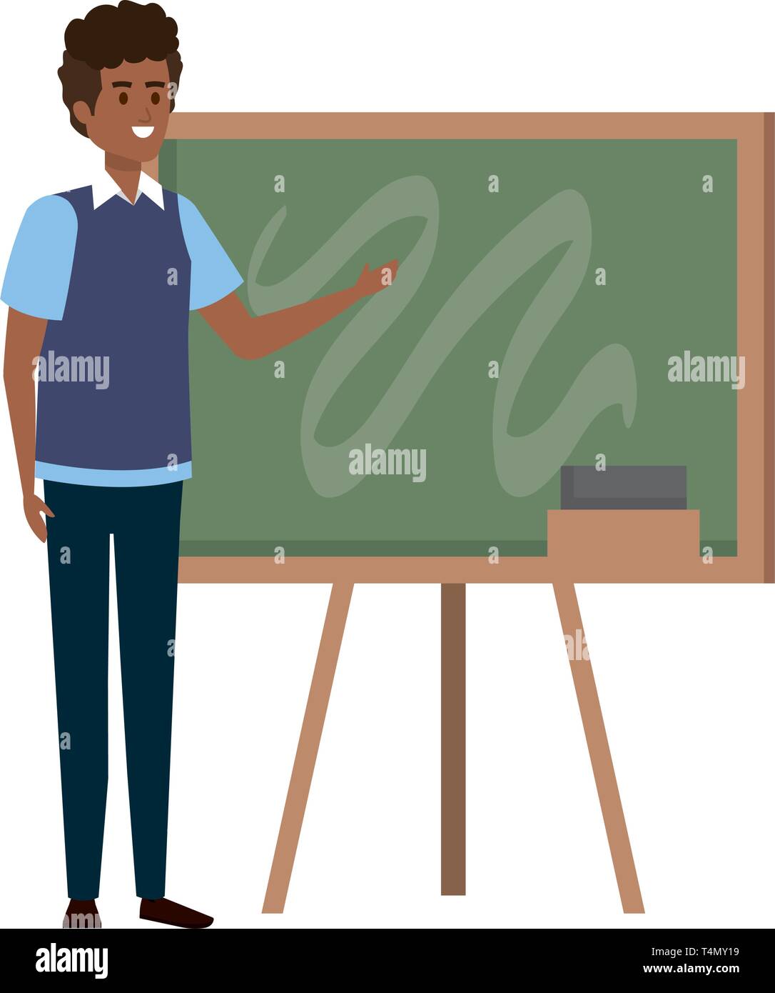 young black teacher male with chalkboard character Stock Vector Image ...