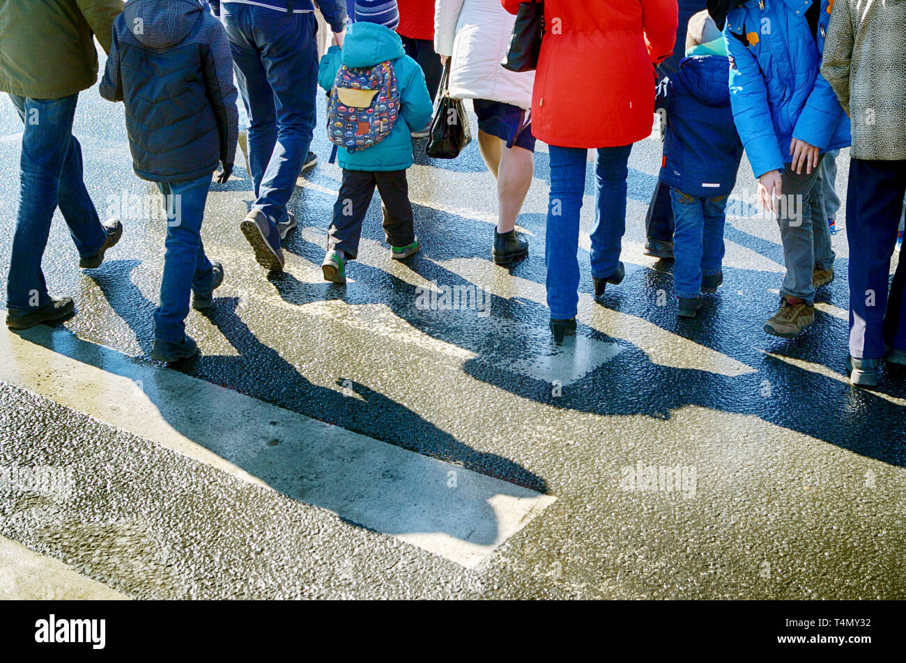 Pedestrian crossing across the road.At this point, people cross the ...