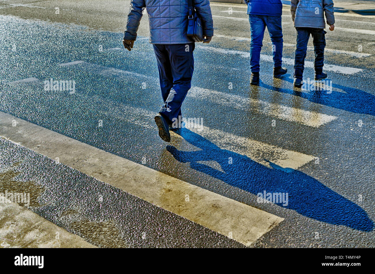 Pedestrian crossing across the road.At this point, people cross the ...