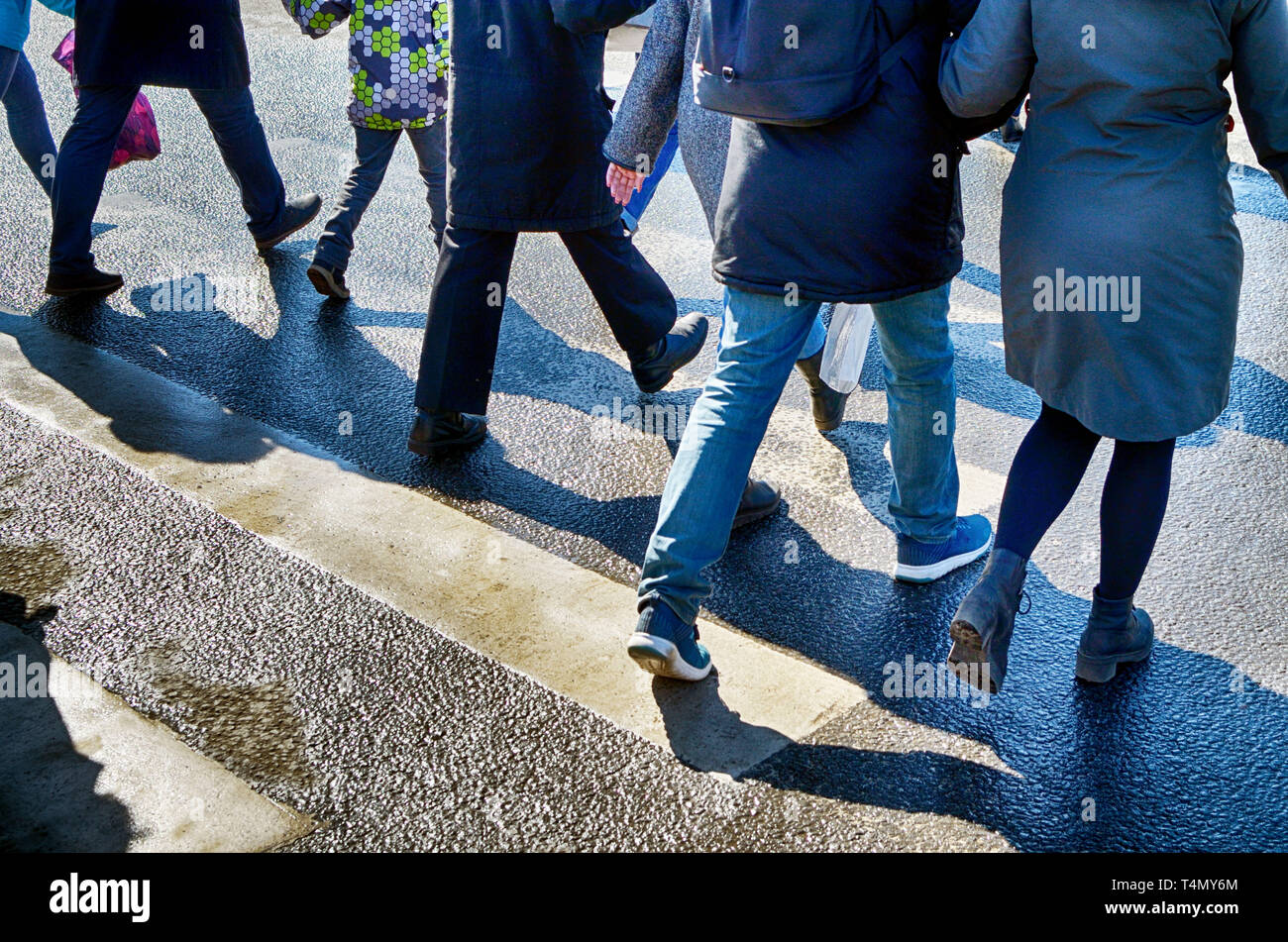 Pedestrian crossing across the road.At this point, people cross the ...