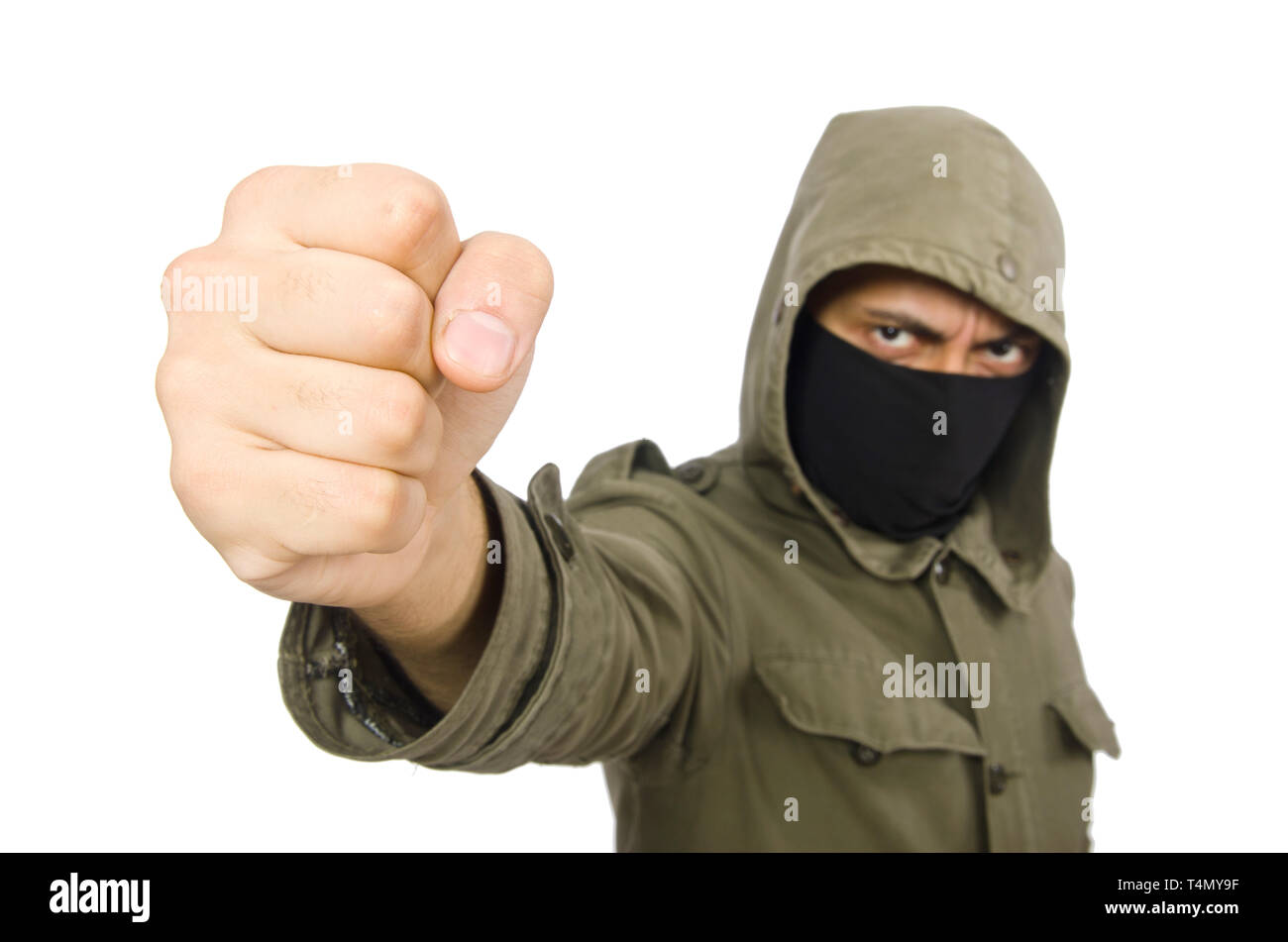Criminal wearing mask isolated on white Stock Photo - Alamy