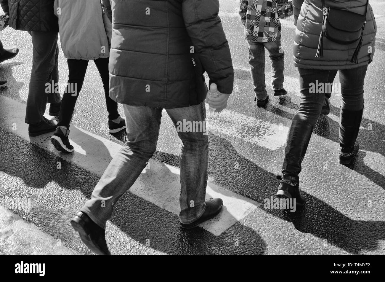 Pedestrian crossing across the road.At this point, people cross the ...