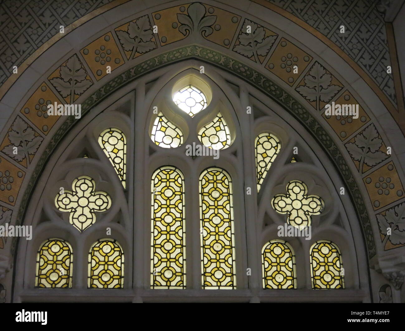 Inside the ornate Great Hall at the Neo-Gothic De Haar Castle; view of ...