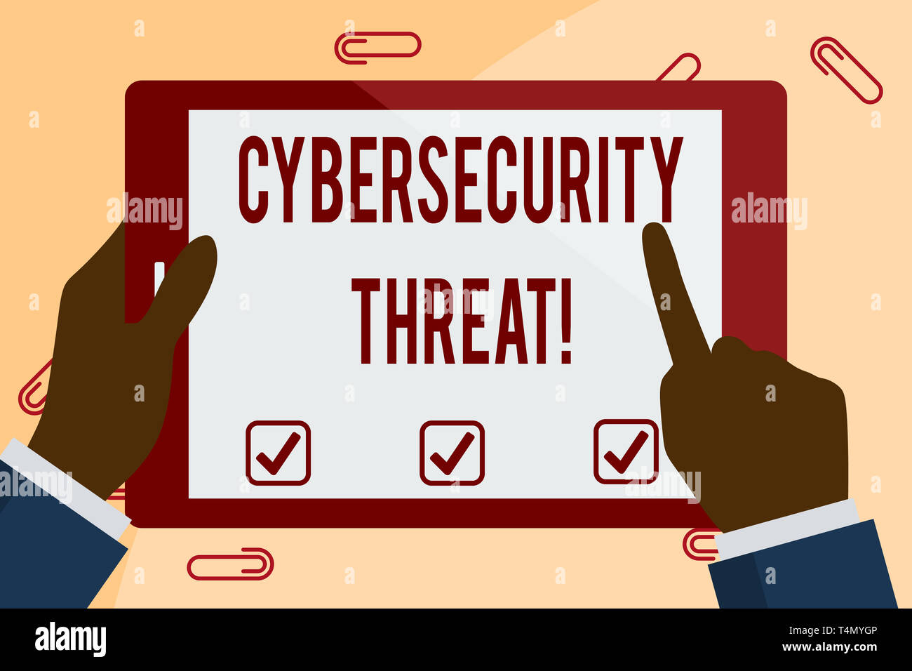 Writing note showing Cybersecurity Threat. Business concept for ...