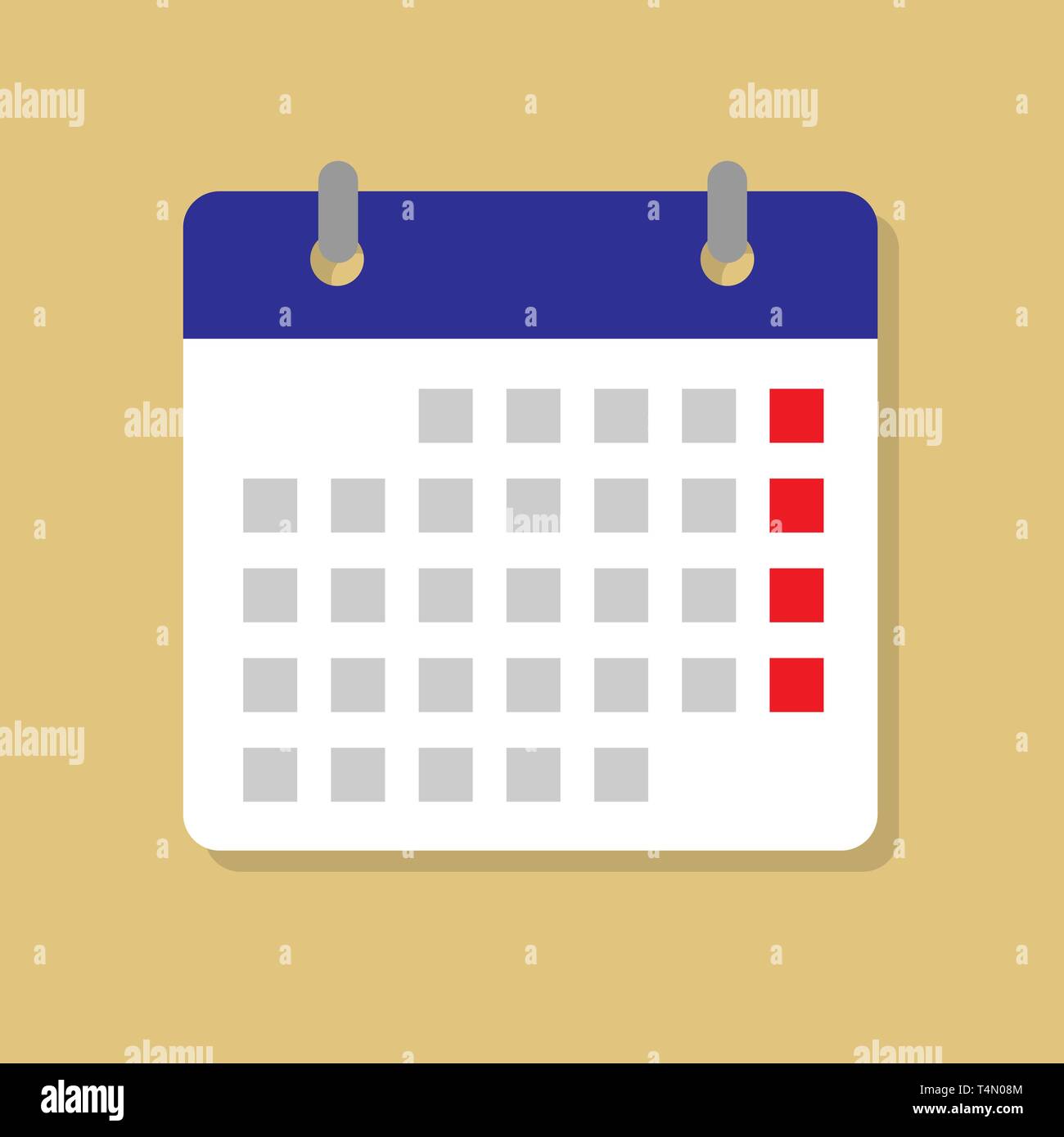 Calendar sheet with days of the week, simple flat design Stock Vector ...
