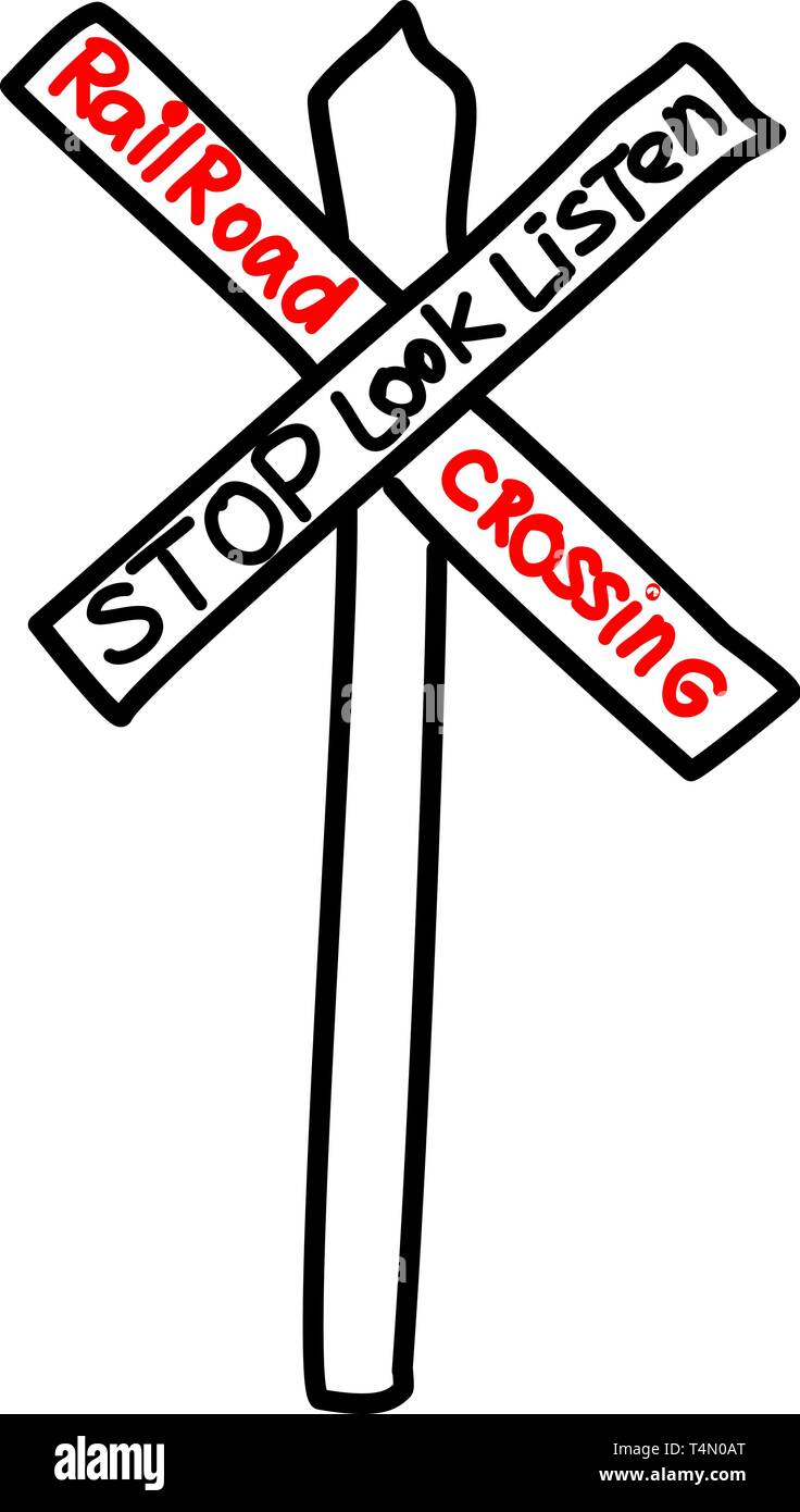 Railroad Traffic Sign. Vector line drawing on white background Stock ...