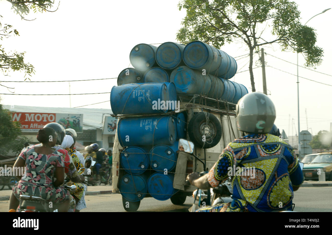 Overloaded car in Benin, Africa Stock Photo - Alamy
