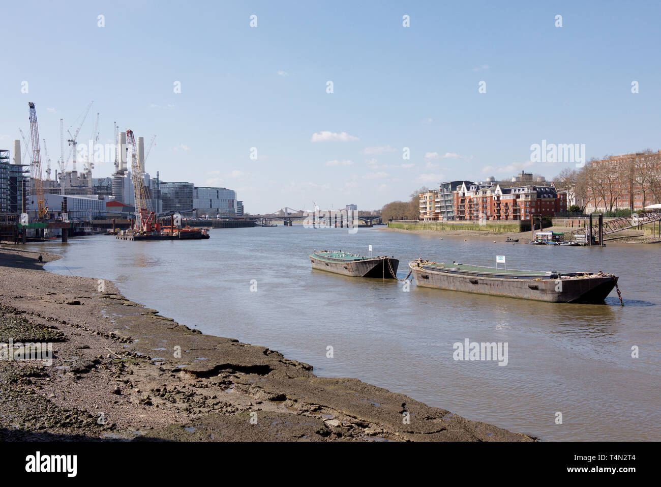 Barges on the River Thames in London Stock Photo - Alamy