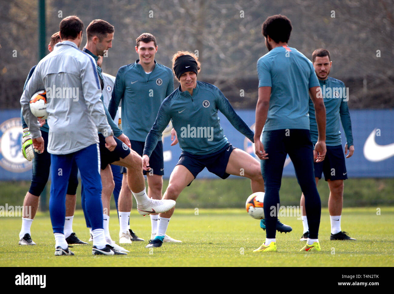 Chelsea players during the training session at Cobham Training Ground ...