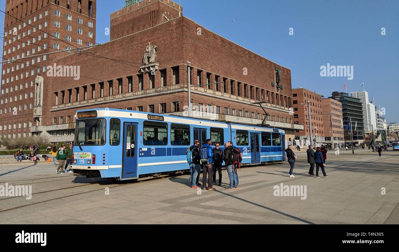 Oslo Tram, Ruter, Oslo, Norway, April 2019, Photo by Richard Goldschmidt Stock Photo - Alamy