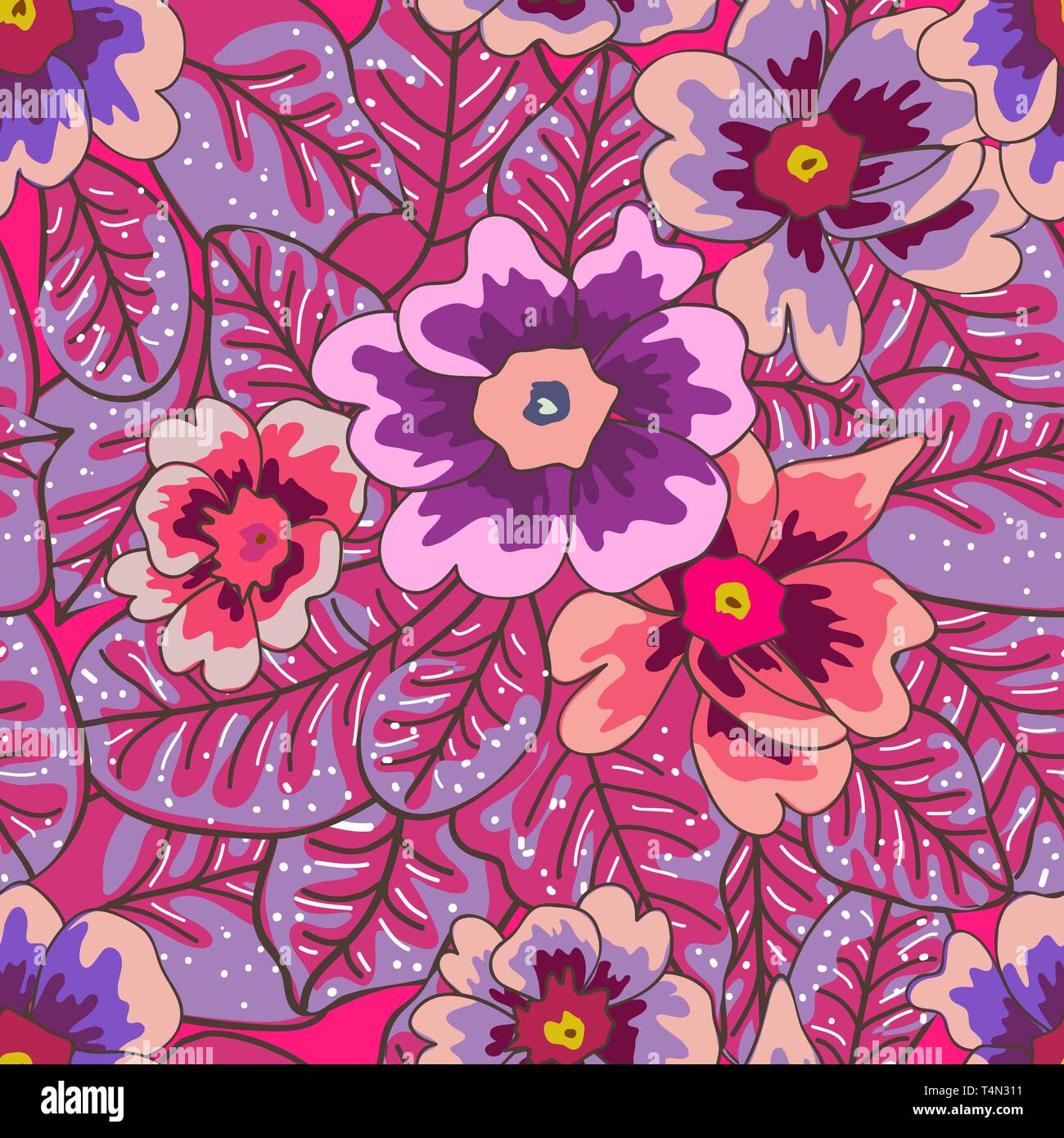 Seamless vector texture with drawing flowers Stock Vector Image & Art ...