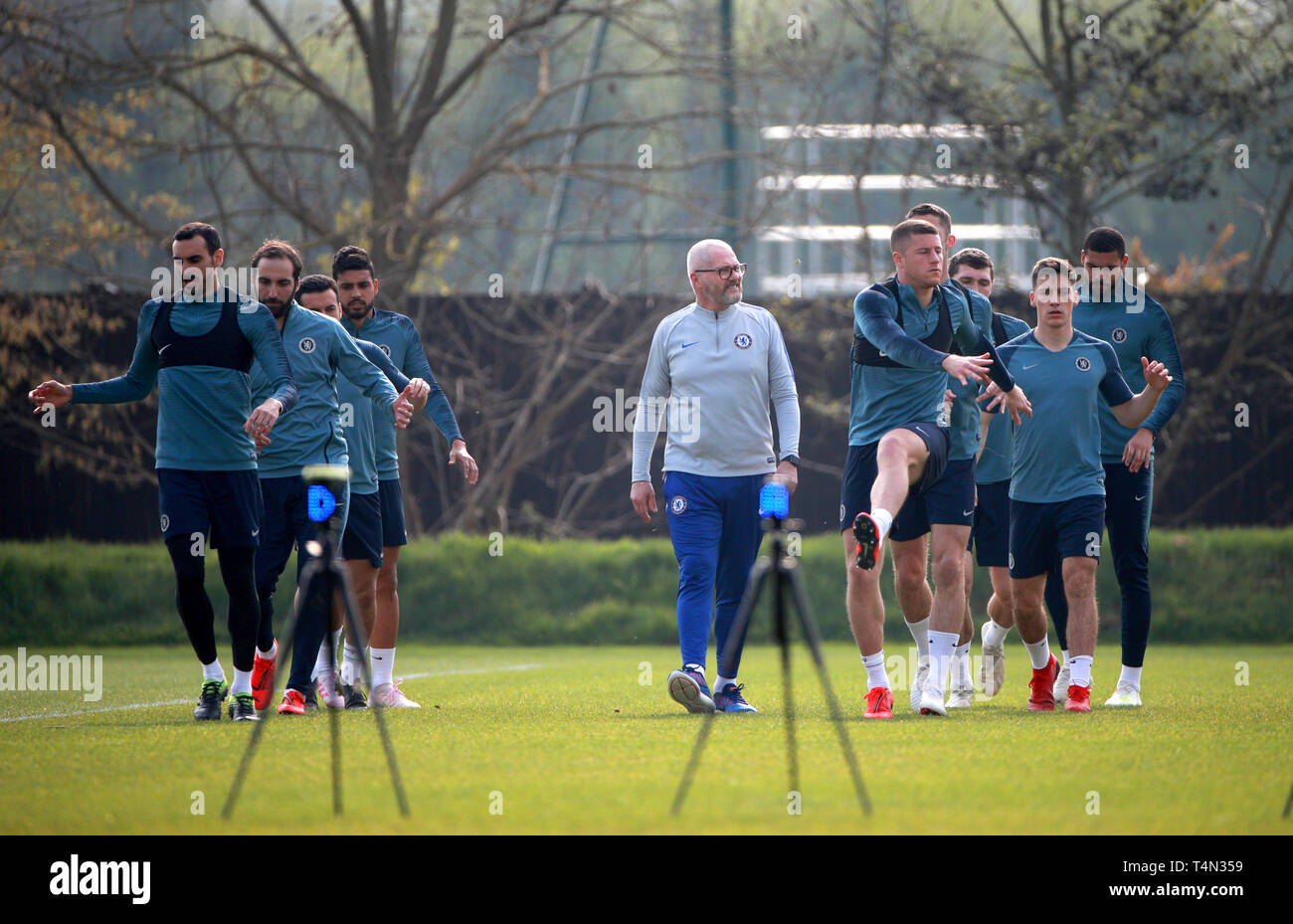 Chelsea players during the training session at Cobham Training Ground ...