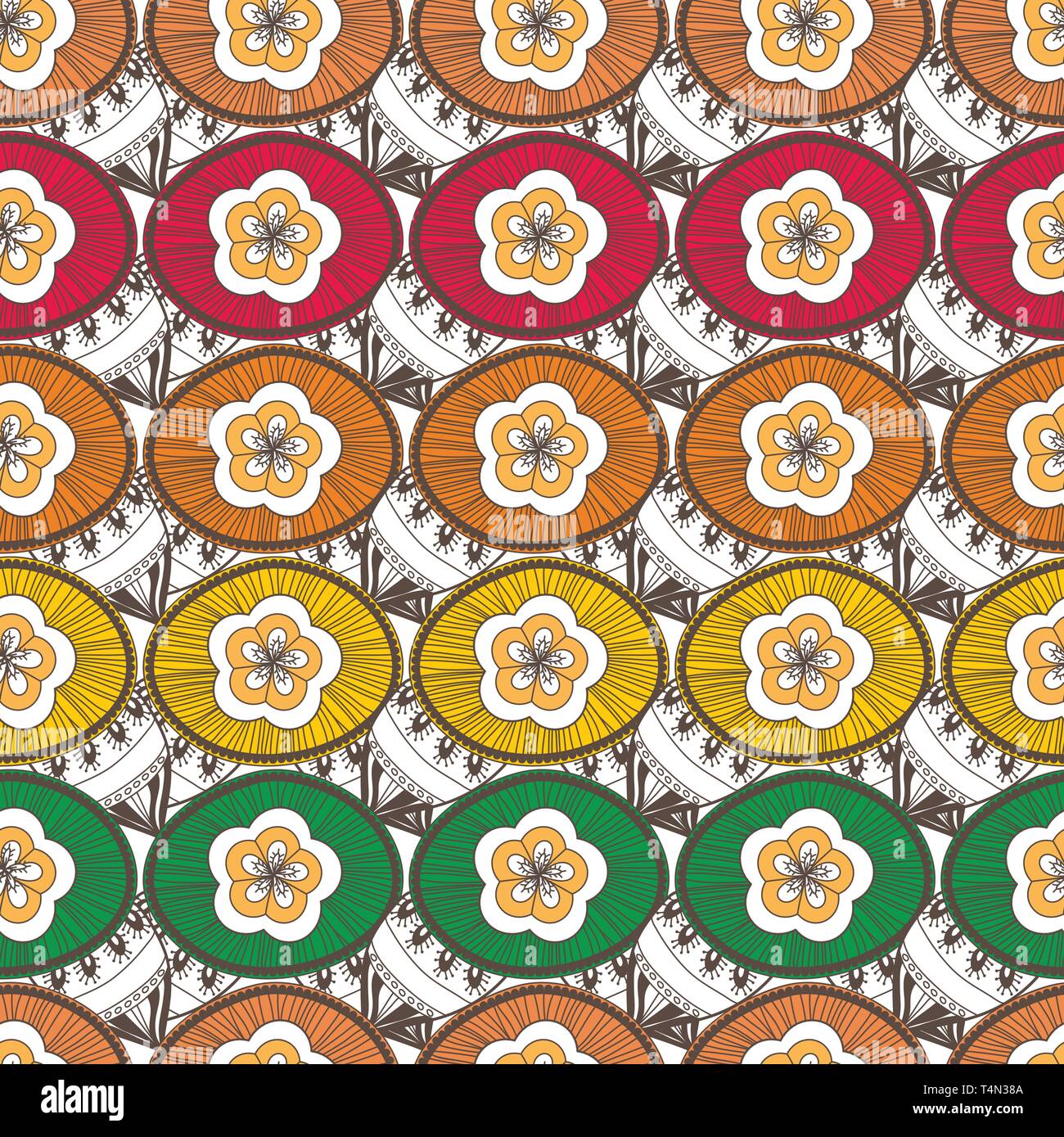 Seamless vector texture with drawing tribal flowers Stock Vector Image ...
