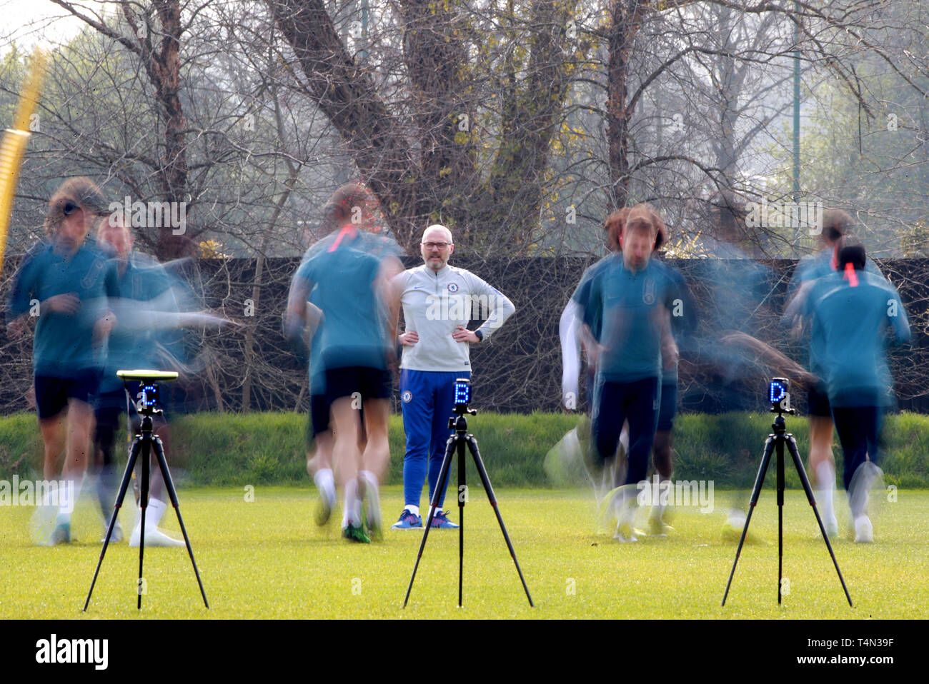 Chelsea players during the training session at Cobham Training Ground ...
