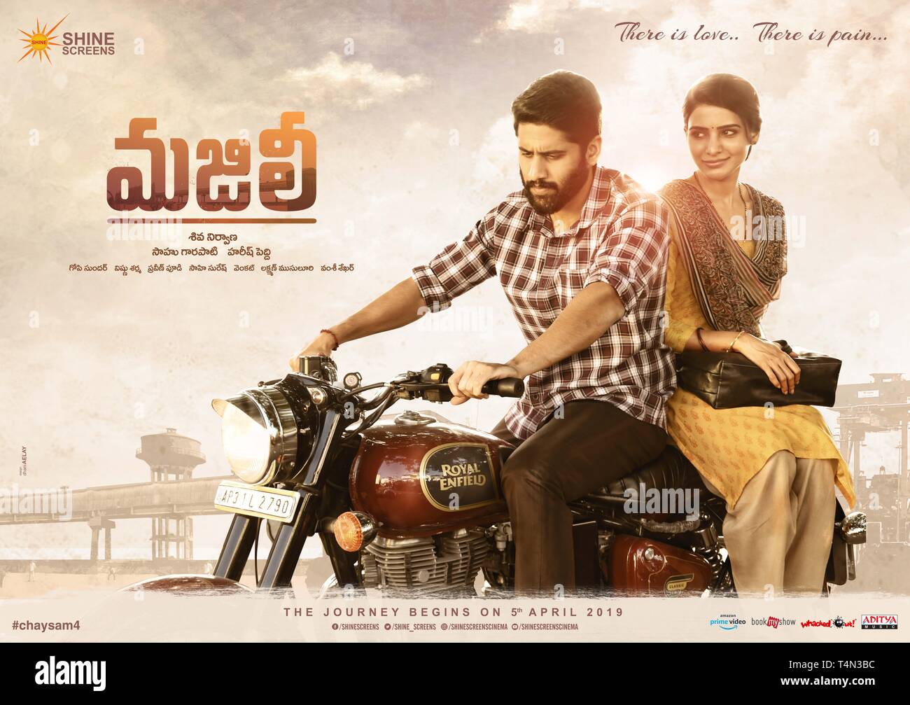 MAJILI, Indian poster in Telugu and English, from left: Naga Chaitanya ...